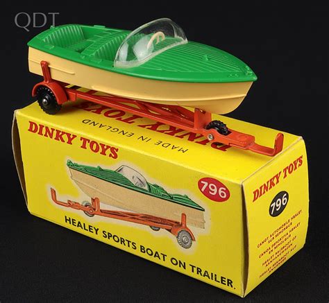 Dinky Toys 796 Healey Sports Boat On Trailer Qdt