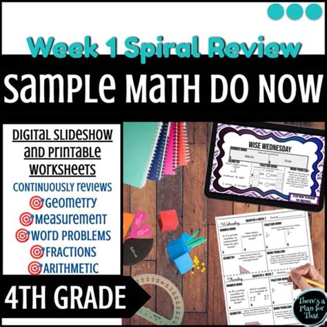 Week One Sample Do Now Spiral Review Morning Work For Fourth Grade Math