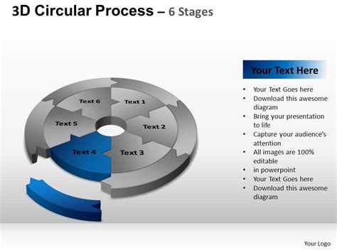 3d Circular Process Cycle Diagram Chart 6 Stages Design 2 Ppt Templates