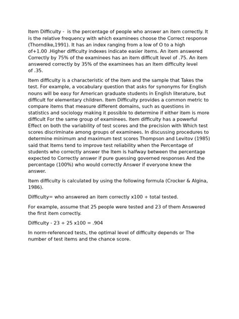 Item Analysis Pdf Standard Score Applied Mathematics