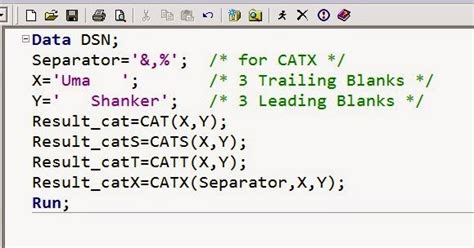 Sascertguru Concatenation Functions In Sas Cat Catt Cats Catx Catq