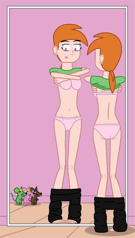 Rule 34 Blush Bra Cosmo Mice Mirror Mirror Reflection Panties Pants Around Ankles Pink Bra