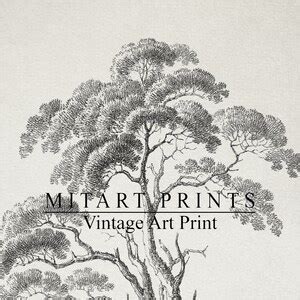 Antique Tree Sketch Print Vintage Tree Etching Art Antique Tree Drawing Print Neutral Drawing