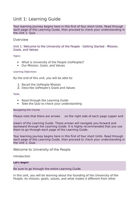 unit 1 learning guide unit 1 learning guide your learning journey