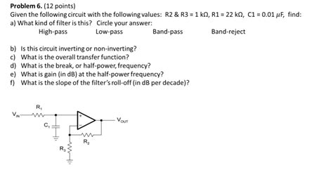 Solved Problem 6 12 Points Given The Following Circuit