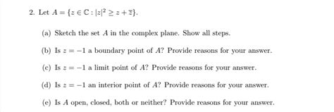 Solved Let A ZinC Z Z Bar Z A Sketch The Set A Chegg Com