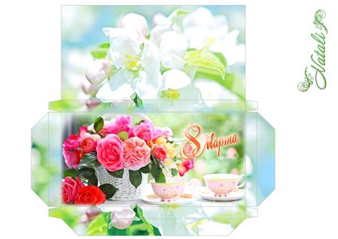 Шаблон обертки шоколада к 8 марта