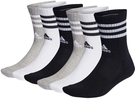 Adidas 3 Pack 3 Stripes Cushioned Crew Socks Medium Grey Heatherwhite