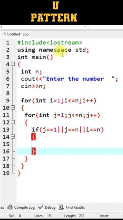Design U Pattern In C Shorts Beginners Computer Coding