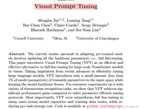 Visual Prompt Tuning-CSDN博客
