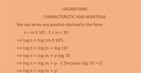 logarithms characteristic and mantissa