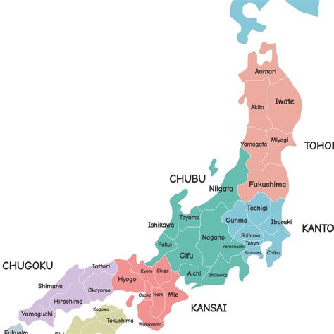Japan Map With Prefectures And Major Cities Educational Geography