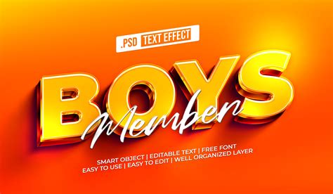 ArtStation - 3D Boys. PSD fully editable text effect. Layer style PSD mockup template. | Artworks
