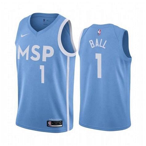 Mens Minnesota Timberwolves 1 Lamelo Ball Blue Msp City Jersey For Sale