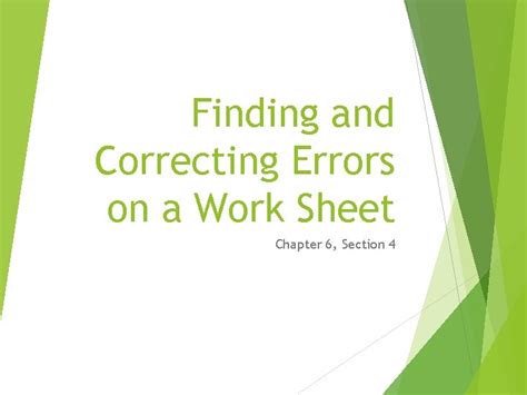 Finding And Correcting Errors On A Work Sheet