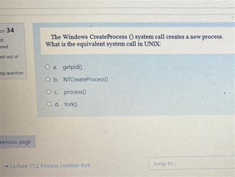 Solved On 34 Et The Windows Createprocess System Call
