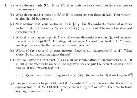 solved 3 a write down a basis b for r2 or r3 your basis