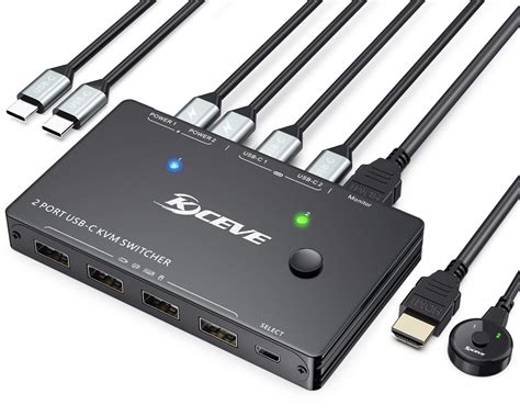 Amazon co jp KCEVE USB C HDMI KVM切替器2入力1出力 4K 60Hz Type CとHDMIポートパソコン