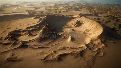 Aerial View Of A Massive Sand Deep Pit In The Desert Created By Generative Ai Stock Illustration