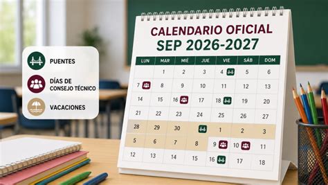 Calendario Oficial De La Sep 2026 2027 Puentes Días De Consejo