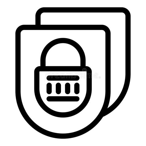 Double Shield Protecting Combination Lock Representing Data Security Stock Illustration