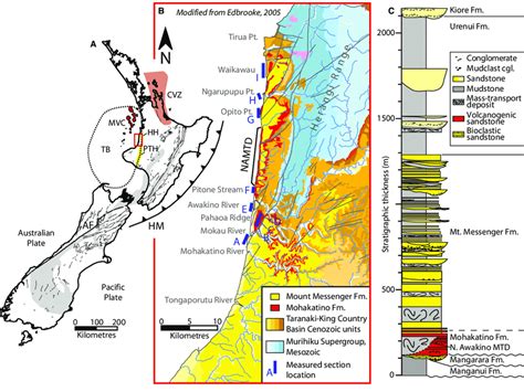 A Map Of The New Zealand Coastline Showing Major Onshore Faults