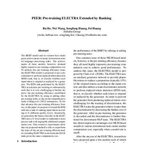 Peer Pre Training Electra Extended By Ranking Acl Anthology