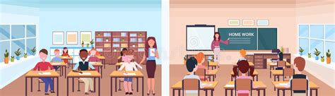 Interior Classroom Front View Stock Illustrations 260 Interior