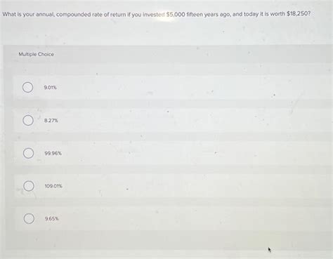 Solved What Is Your Annual Compounded Rate Of Return If You Chegg Com