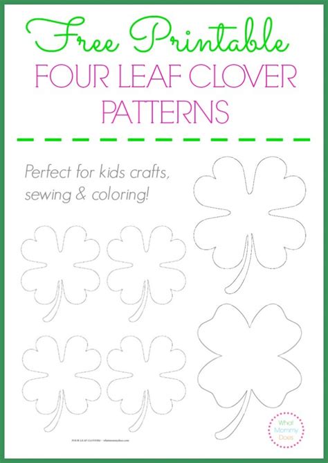 Free Printable Four Leaf Clover Templates Large Small Patterns To Cut Out