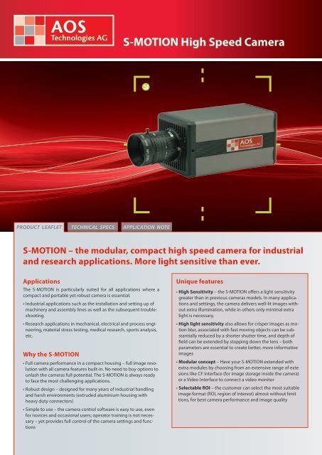 S Motion High Speed Camera Aos Technologies Ag