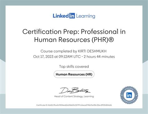 kirti deshmukh on linkedin certificate of completion
