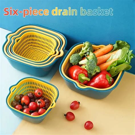 6 Pack Filter Screen Double Layer Drainage Basket Plastic Filter