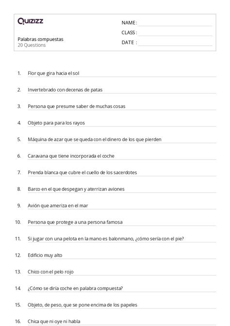 Hojas De Trabajo De Oraciones Compuestas De Sexto Grado