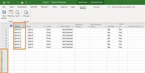 Ms Project Sprint Template