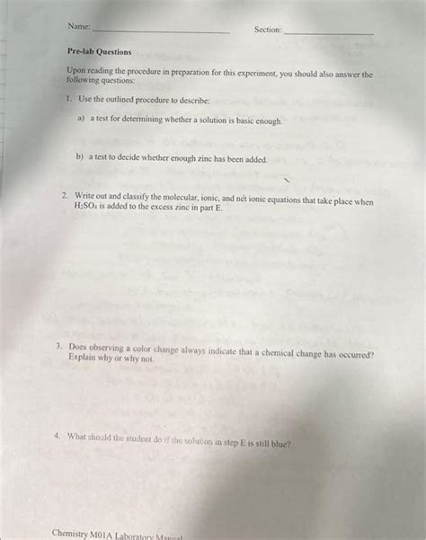 Name Section Pre Lab Questions Upon Reading The Chegg