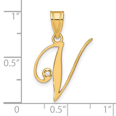 Charlie And Co Jewelry 14k Gold Script Letter V Initial Pendant With
