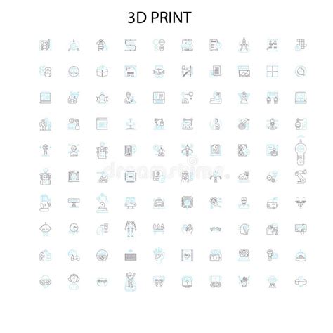 3d Print Icons Signs Outline Symbols Concept Linear Illustration
