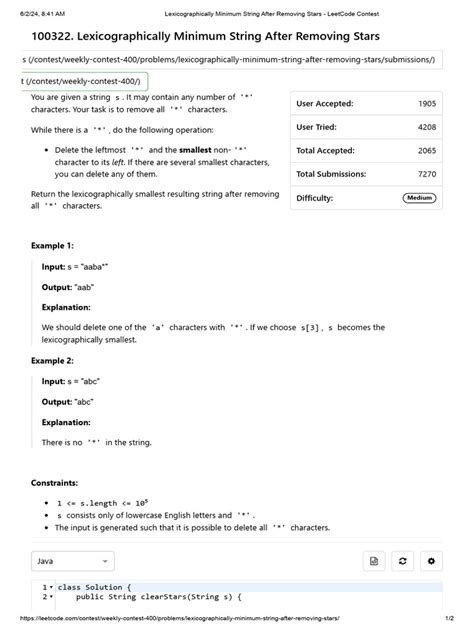 Time Limit Exceeded Lexicographically Minimum String After Removing