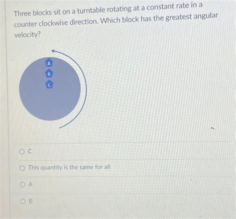 Solved Three Blocks Sit On A Turntable Rotating At A
