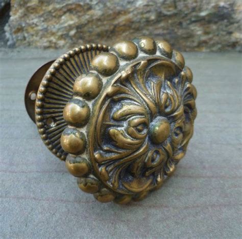 Vintage Solid Brass Door Knob With Aged Patina Vintage Round Door