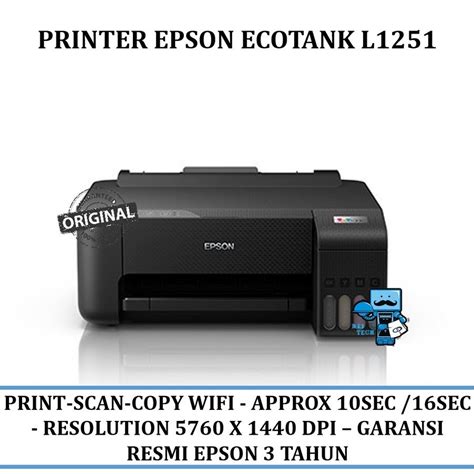 Jual Printer Epson Ecotank L1251 Print Only Wifi A4 Ink Tank Printer
