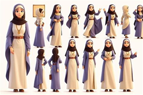 Premium Photo Flat Style Arab Women Constructor Customize Expressions