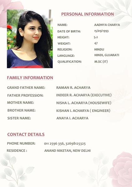 2 6k Biodata Templates For Marriage