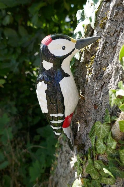 Gartenstecker Keramik Specht Frostfest Buntspecht Gartenfigur