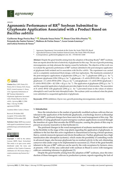 Pdf Agronomic Performance Of Rr® Soybean Submitted To Glyphosate