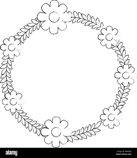 Cute Flowers Crown Decorative Icon Vector Illustration Design Stock