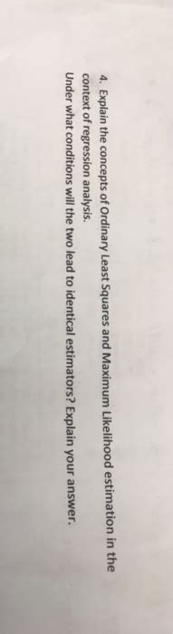 4 Explain The Concepts Of Ordinary Least Squares And