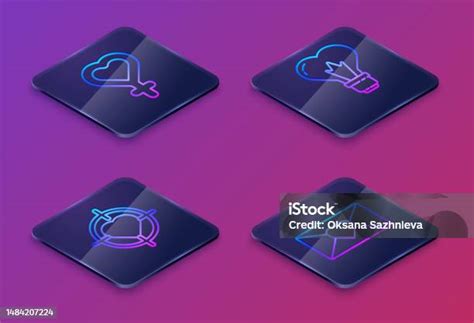 아이소메트릭 라인 여성 성별 기호 목표 조준 중앙에 하트 전구에 하트 모양 및 3월 8일 봉투를 설정합니다 파란색 사각형 버튼입니다 벡터 0명에 대한 스톡 벡터 아트 및