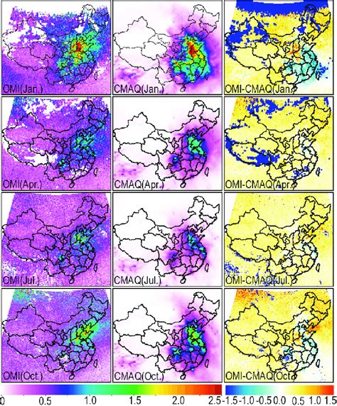 Comparison Between Cmaq Simulation And Omi Value Du Download